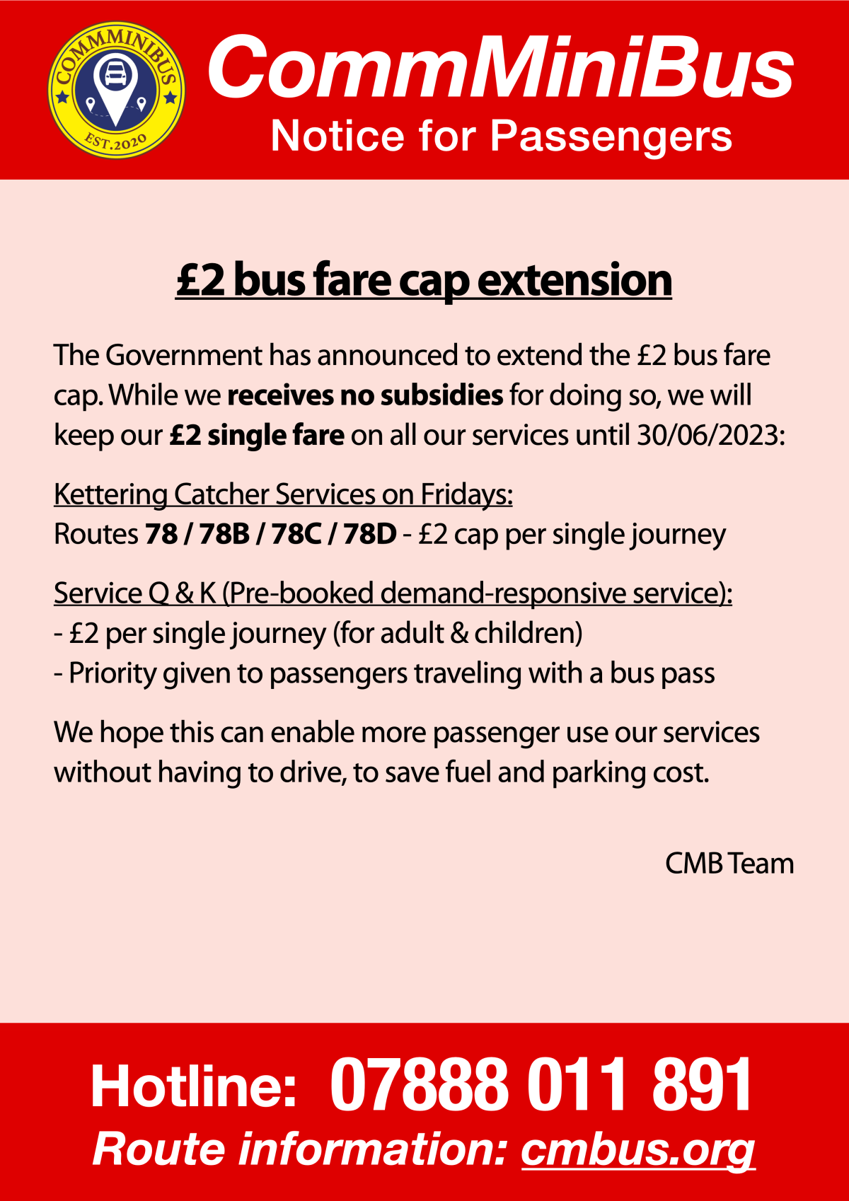 More seats available! – CommMiniBus