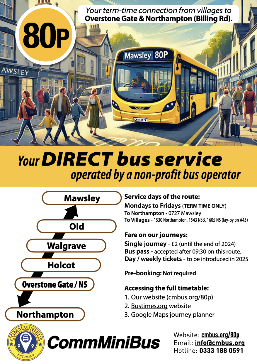 80P Mawsley – Northampton – CommMiniBus